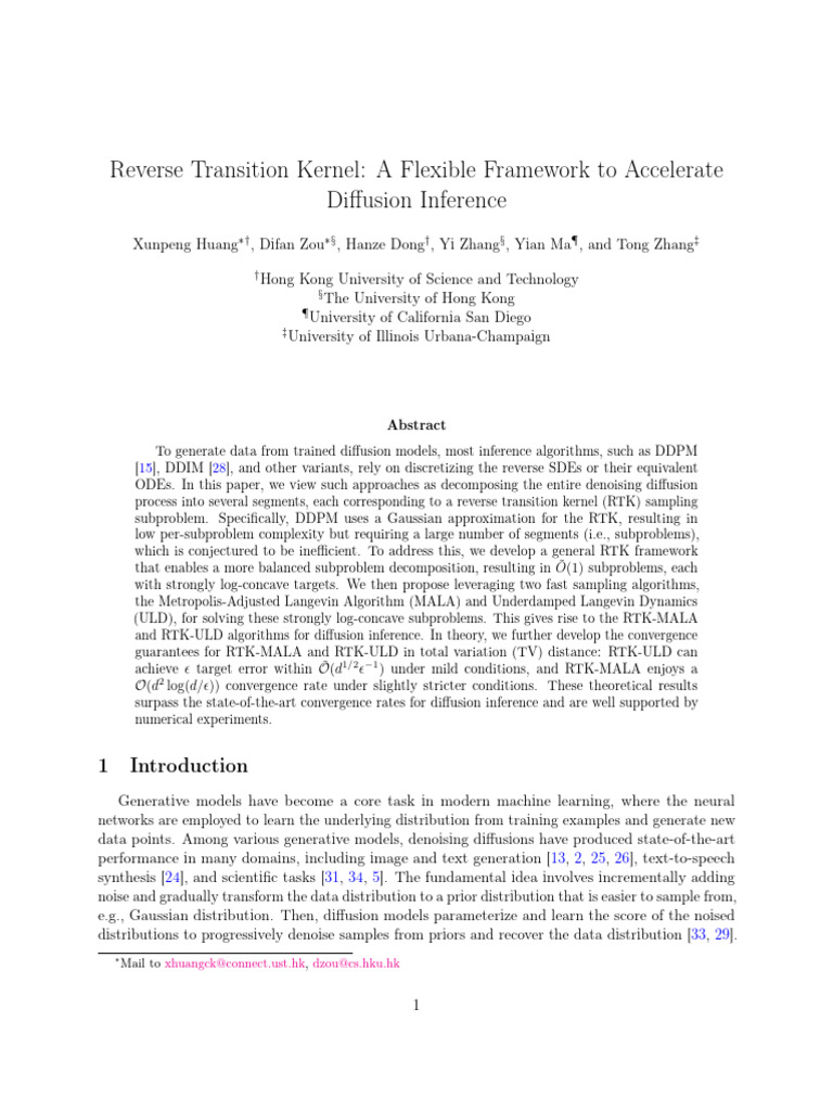 Reverse Transition Kernel: A Flexible Framework To Accelerate Diffusion Inference | PDF | Normal ...