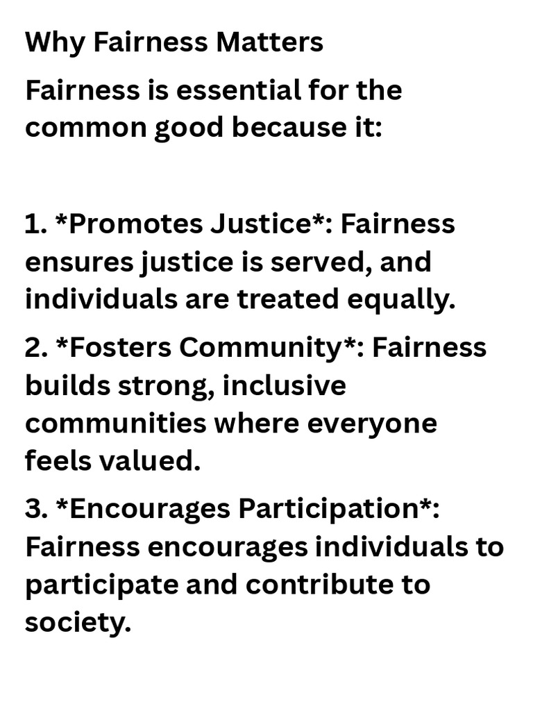 Importance of Fairness in Society | PDF