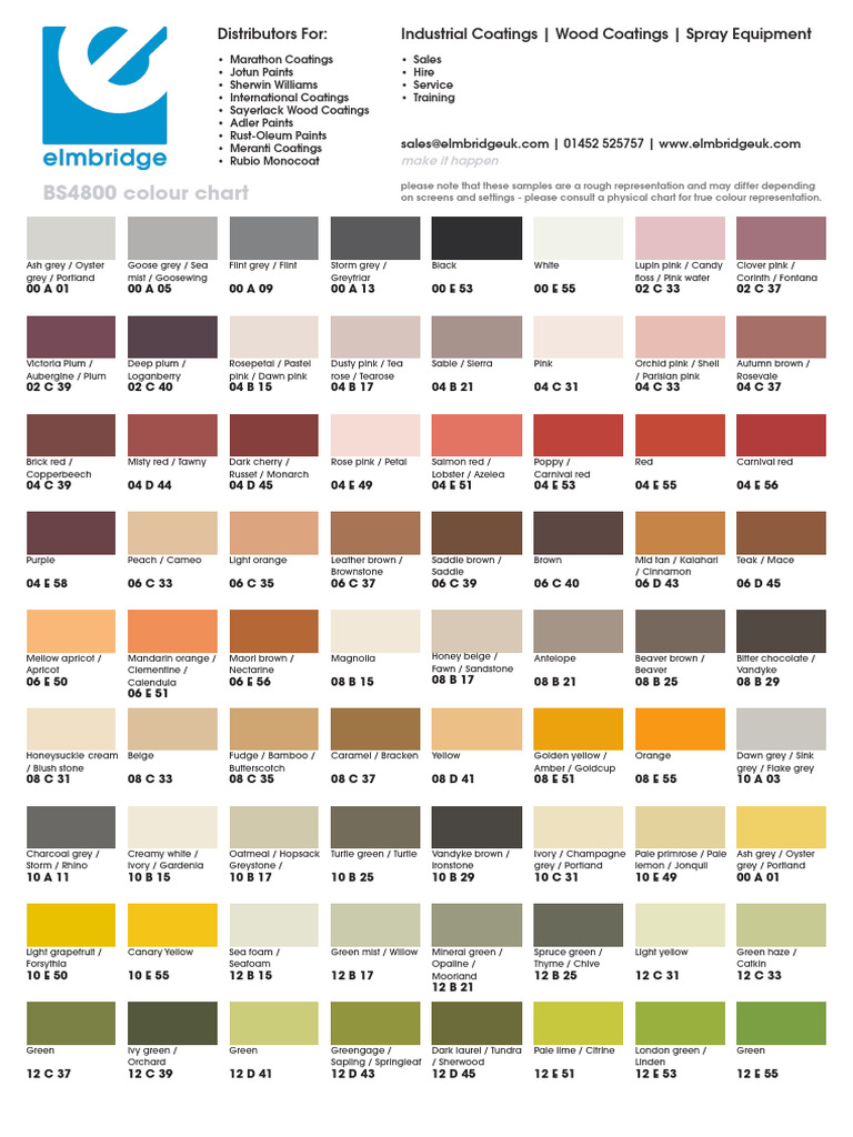 Elmbridge BS4800 Colour Chart | PDF