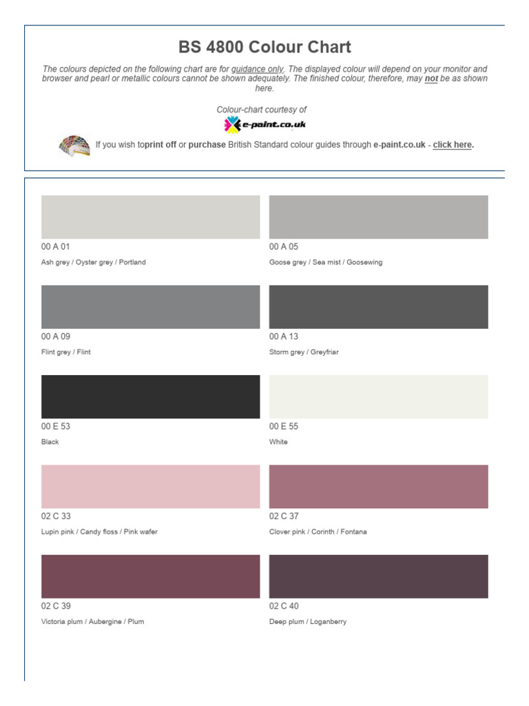 BS Colour Chart | PDF