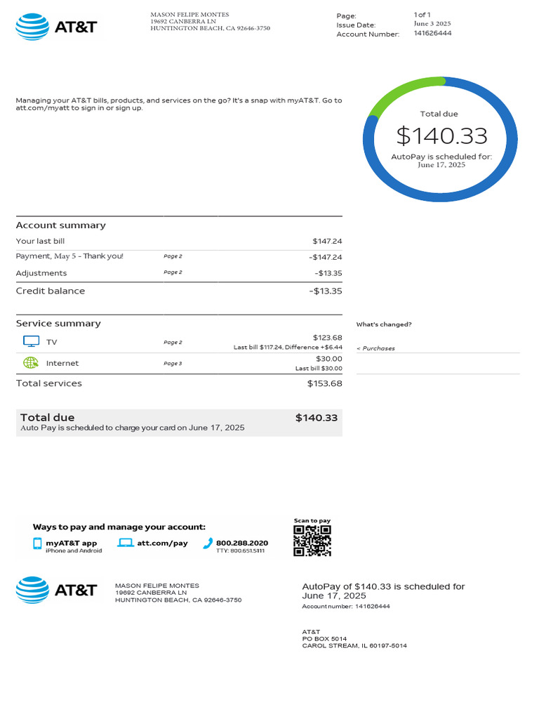 Att Wireless Bill | PDF