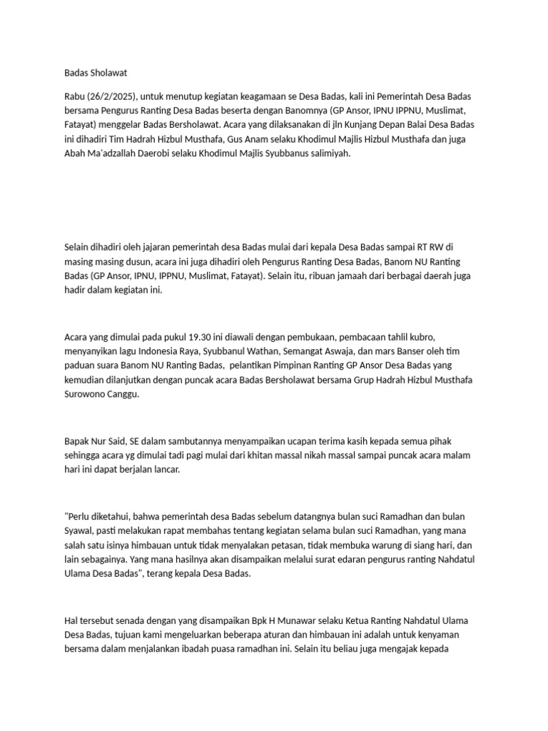 4 Badas Sholawat | PDF