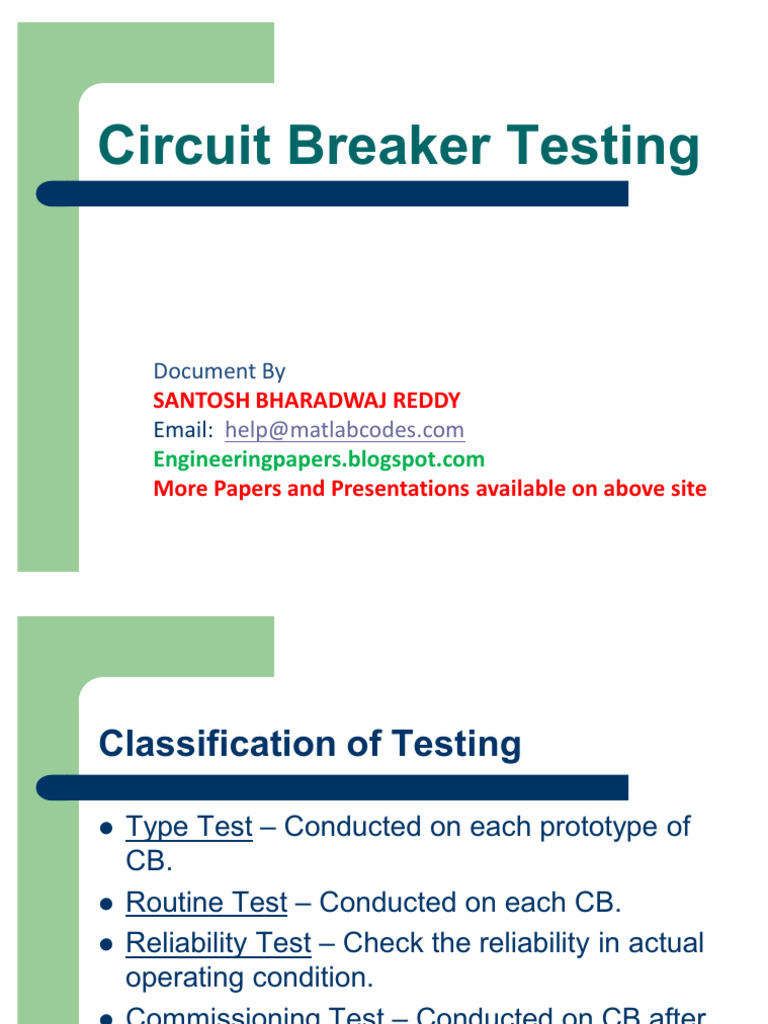 Circuit Breaker Testing | PDF