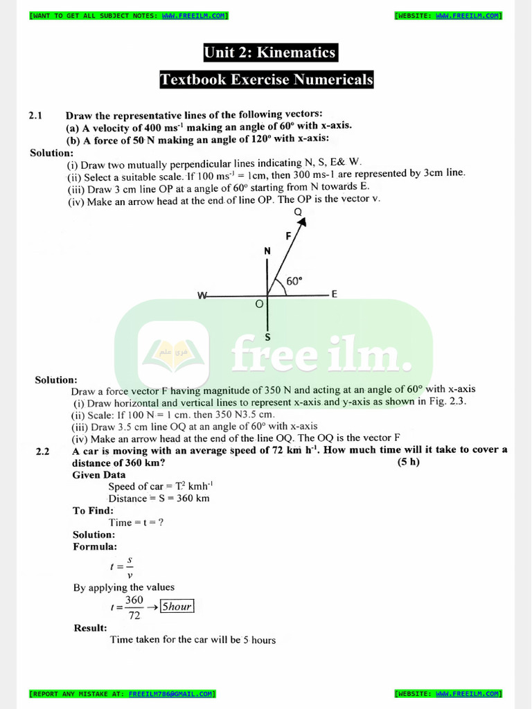 9th Phy New Ch2 Numericals | PDF