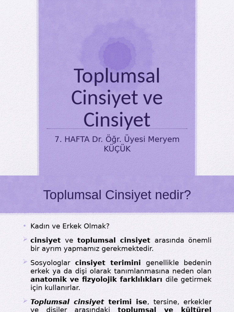 Hafta Toplumsal Cinsiyet Ve Cinsiyet | PDF