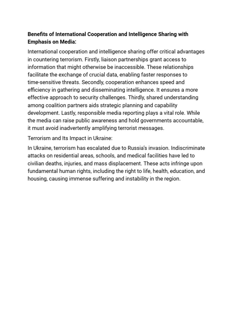 Benefits of International Cooperation and Intelligence Sharing With ...