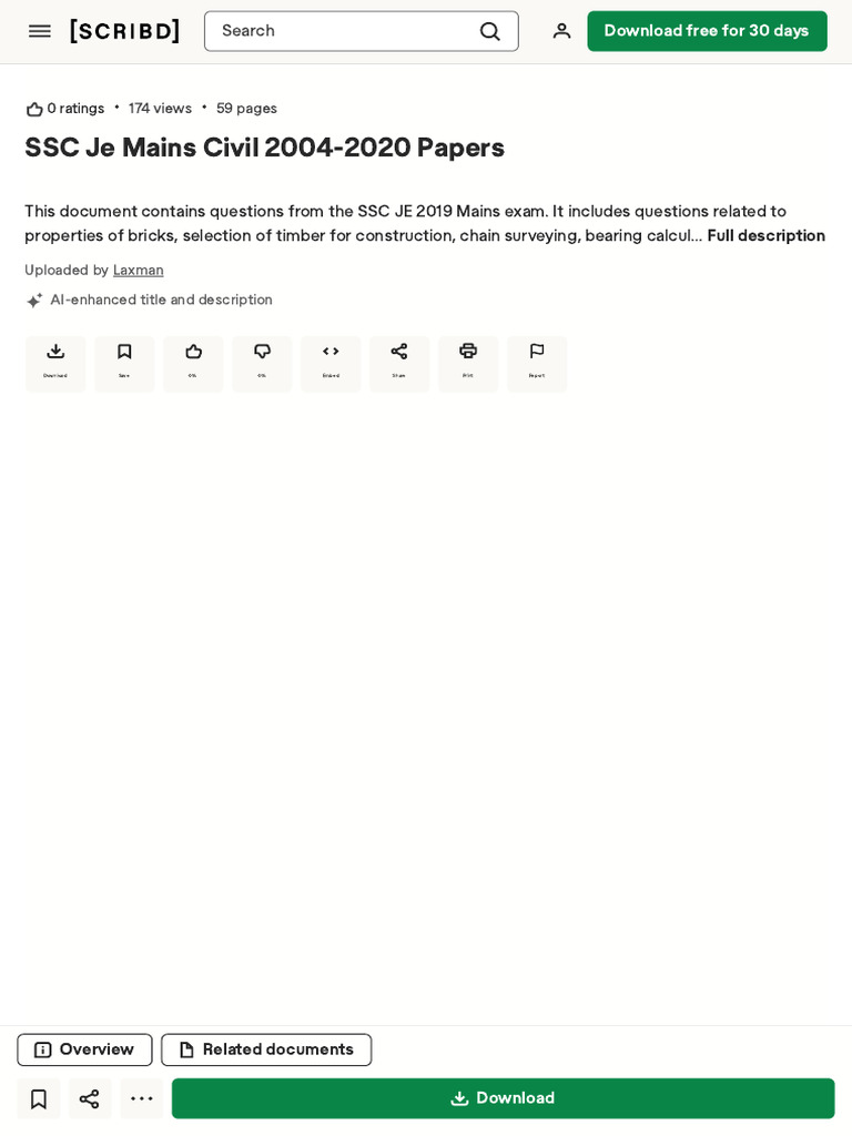 SSC Je Mains Civil 2004-2020 Papers - PDF - Bending - Mechanical Engineering | PDF | Scribd