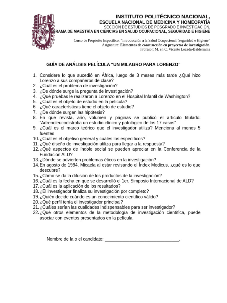 Guía de Análisis Película 2018 | PDF