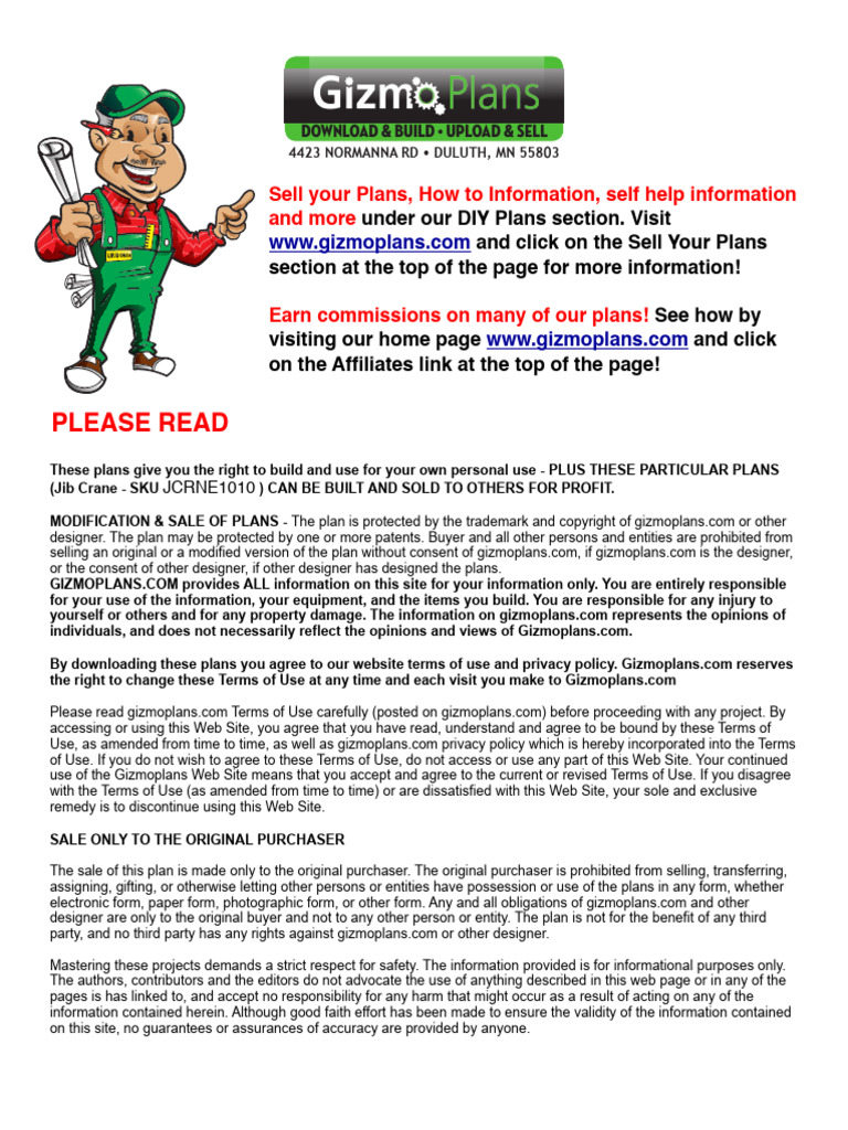 2 Ton Jib Crane Construction Plans | PDF | Terms Of Service ...