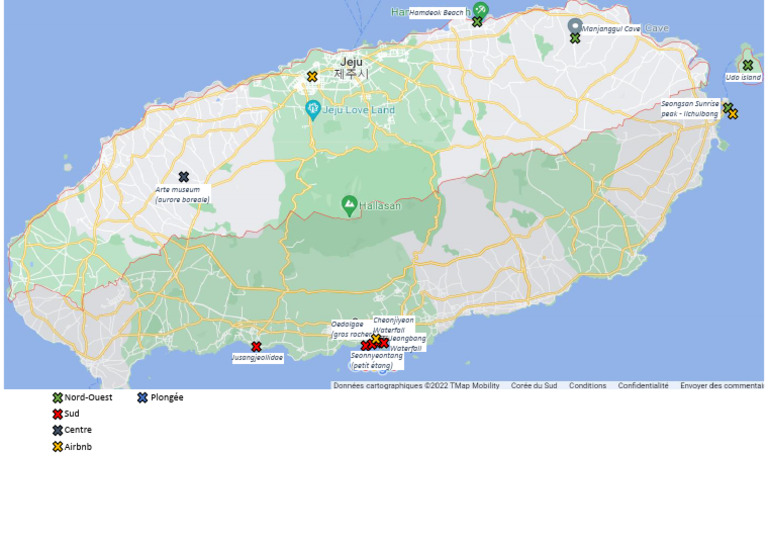 Carte des attractions de Jeju Island | PDF
