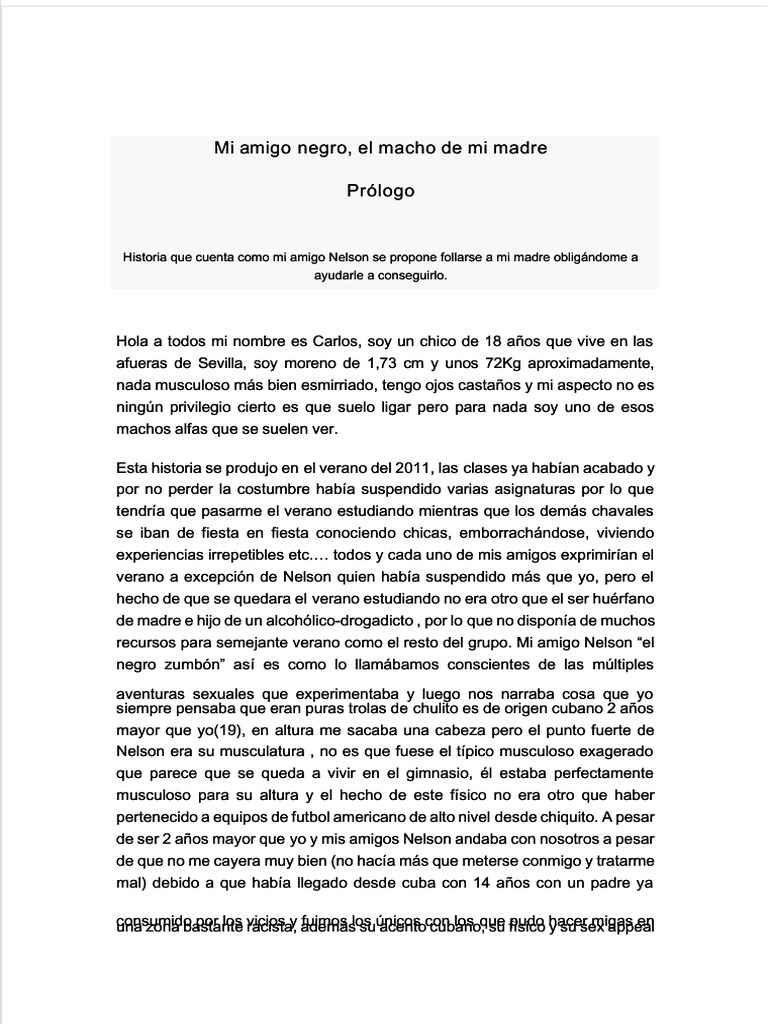 Mia Mi Amigo Migo Negro, El Macho de Mi Madre Negro, El Macho de Mi Madre Prólogo Prólogo | PDF ...