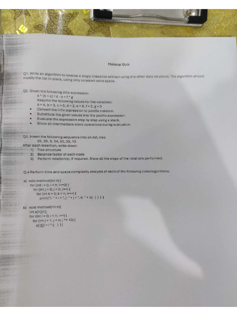 Dsa Make Up Quiz | PDF