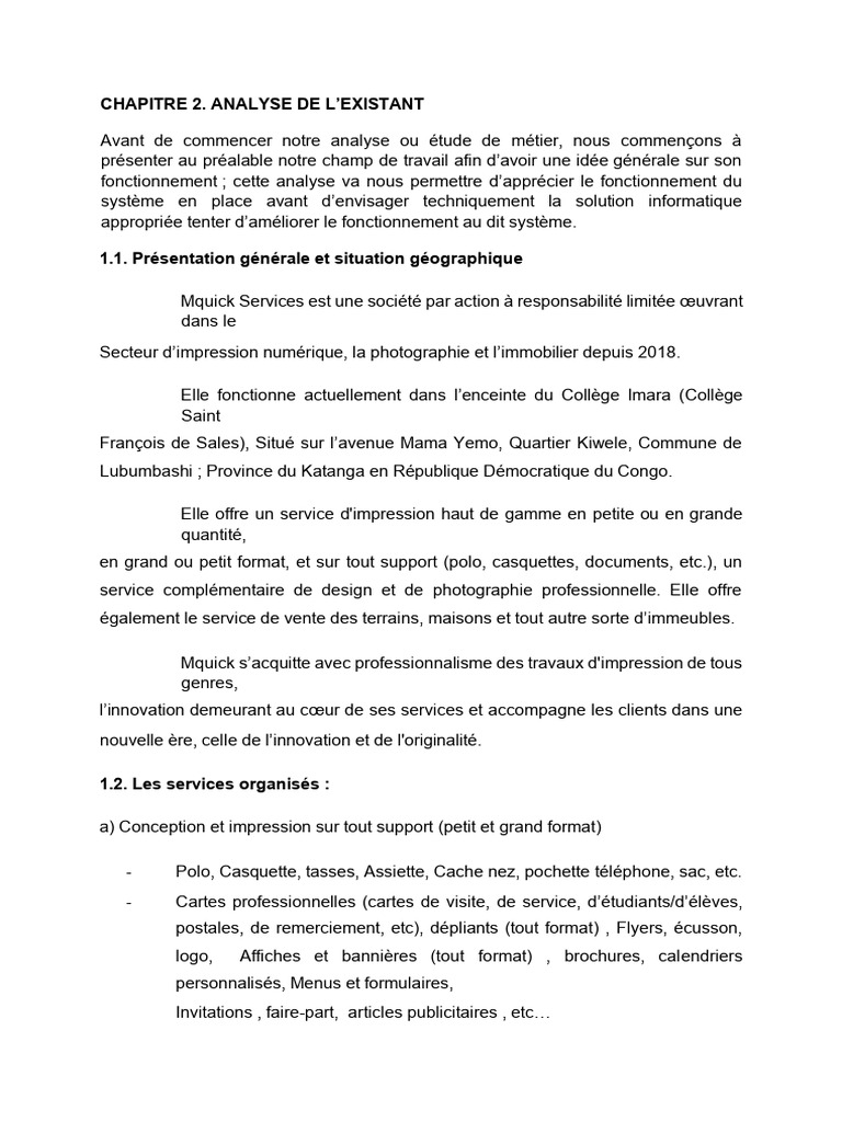 Chapitre 2 Analyse de L'existant Corriger | PDF | Stock | Business