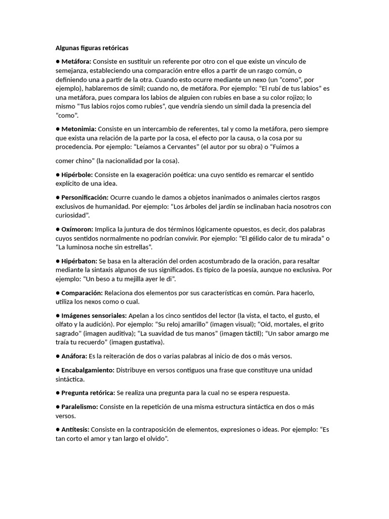 Algunas Figuras Retóricas | PDF | Metáfora
