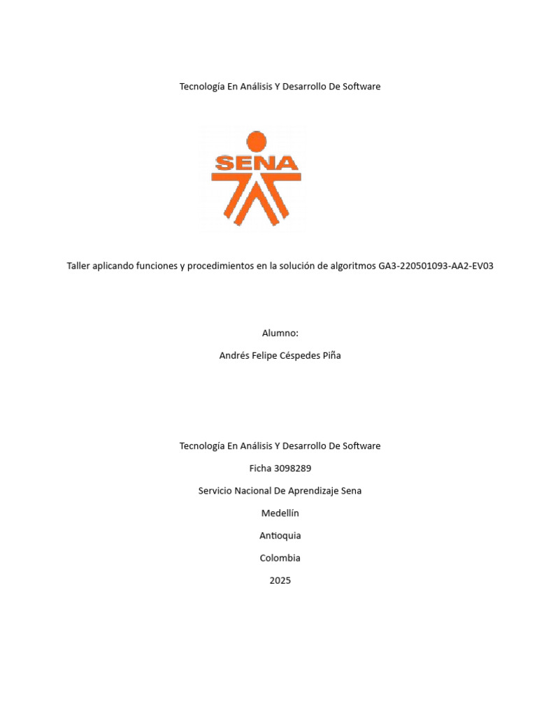 Taller Aplicando Funciones y Procedimientos en La Solución de ...