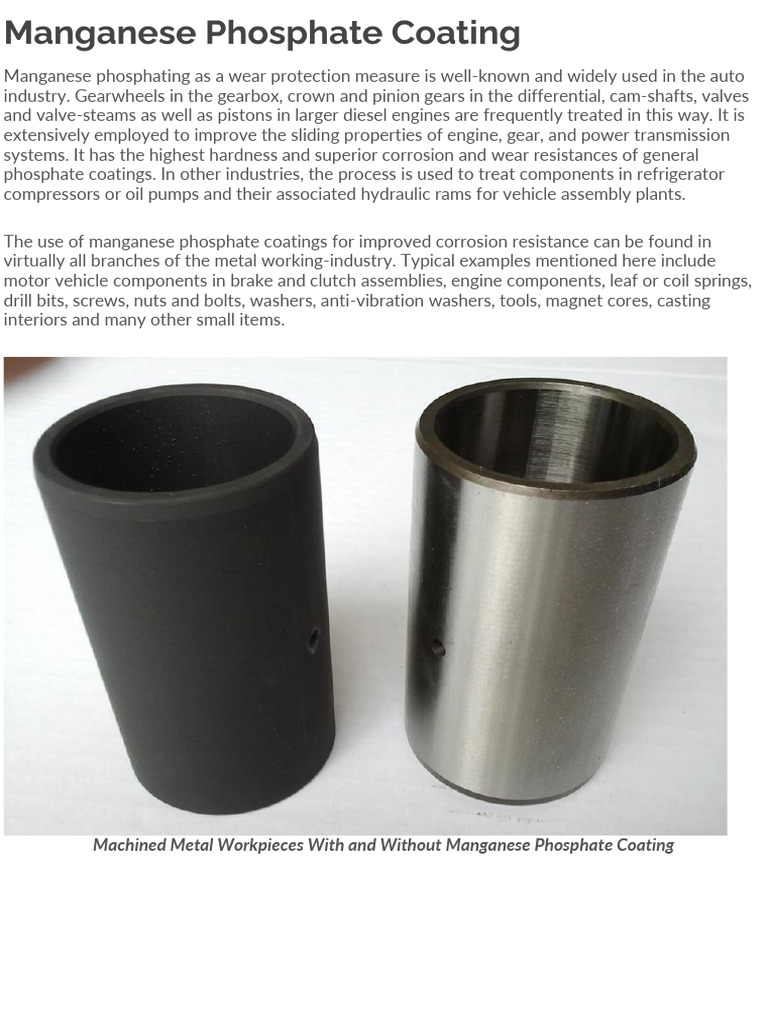 Manganese Phosphate Coating | PDF | Mechanical Engineering | Physical ...