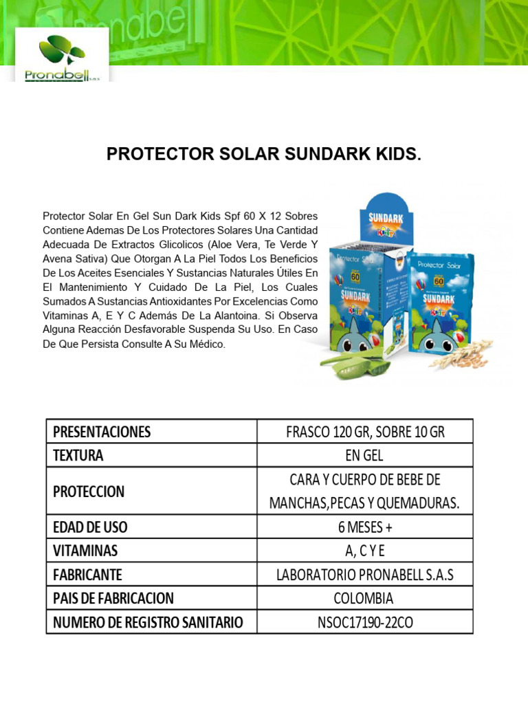 Protector Solar Sundark Kids | PDF