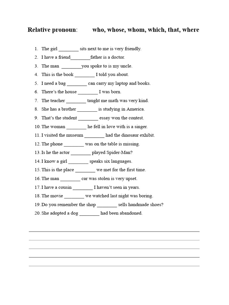 Relative Pronouns Usage Examples | PDF