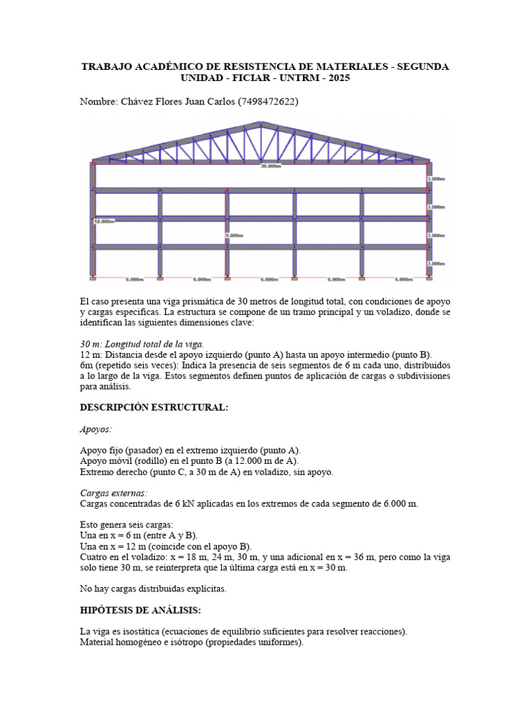 Trabajo Académico de Resistencia de Materiales Ii | PDF | Viga (Estructura) | Resistencia de ...