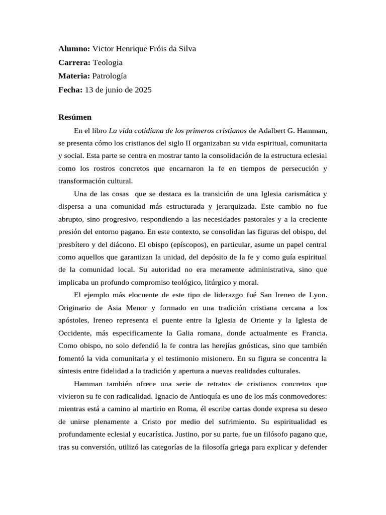 En El Libro La Vida Cotidiana de Los Primeros Cris | PDF | Iglesia Católica | Cristianismo primitivo