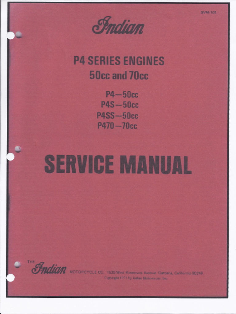 Indian P4-50 P4-70 Service Manual | PDF