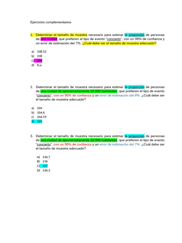 Ejercicios Complementarios | PDF