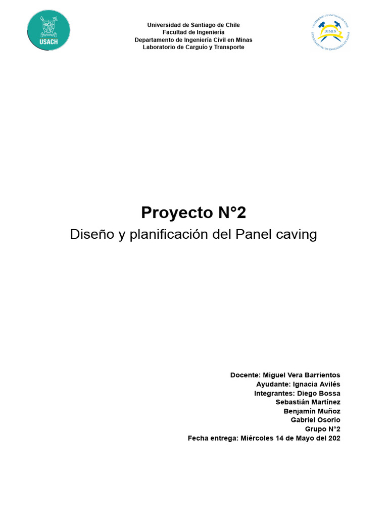 Proyecto N°2 Panel Caving Grupo2 | PDF | Minería | Planificación