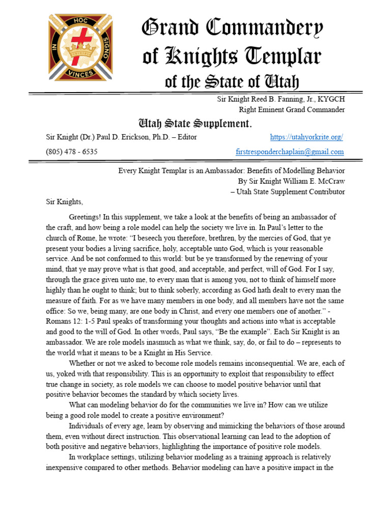 Knight Templar Magazine - Utah State Supplement No 4 - McCraw William E ...