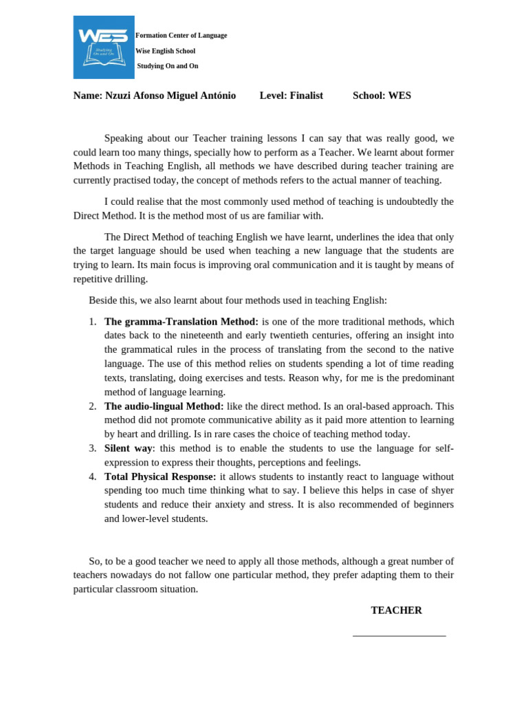 Teaching Methods for English Language | PDF | Linguistics | Communication