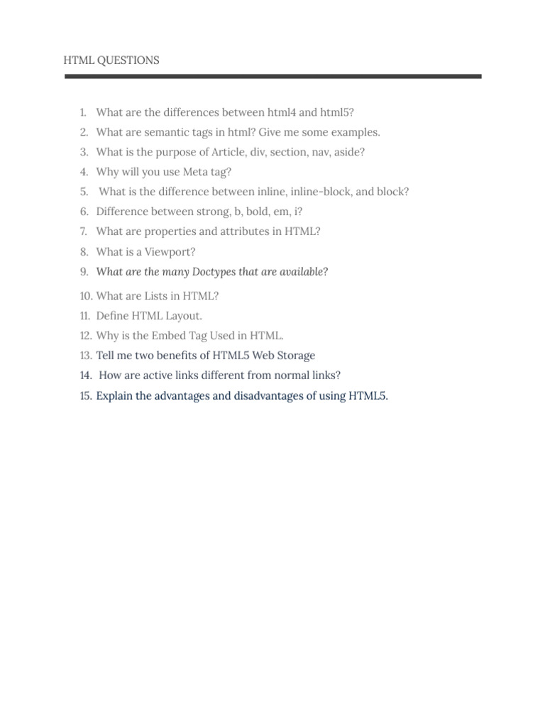 HTML Questions | PDF