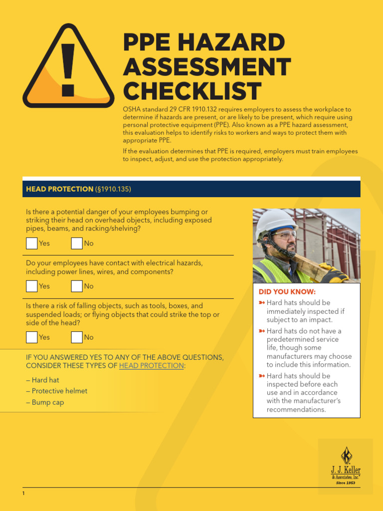 EPP - Hazard Assessment Checklist | PDF | Personal Protective Equipment ...