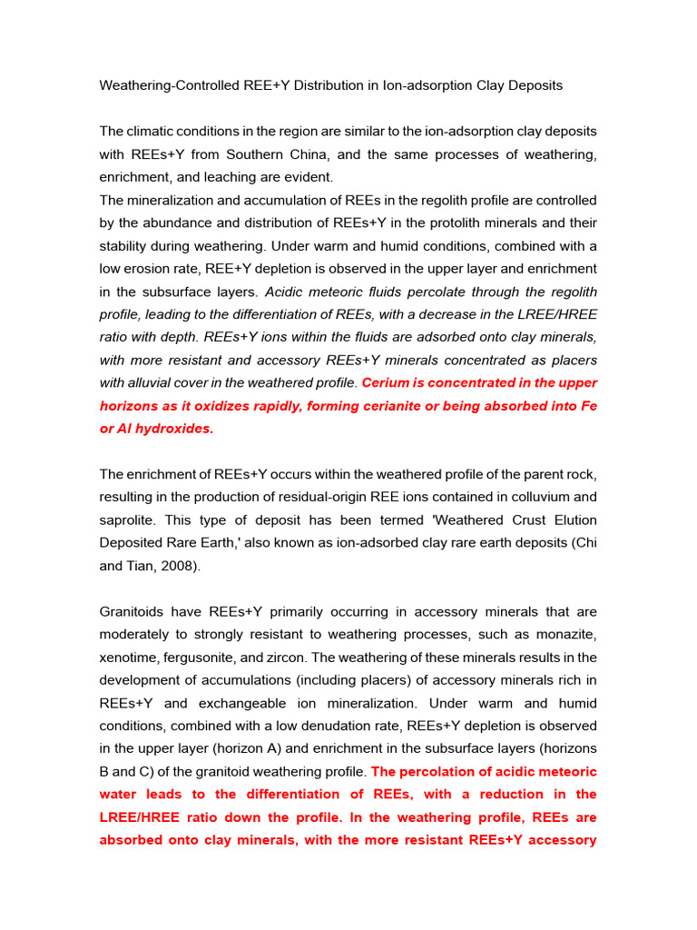 Weathering-Controlled REE+Y Distribution in Ion-Adsorption Clay ...