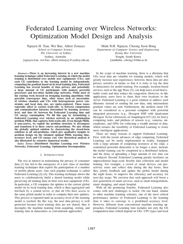 1.-Federated Learning Over Wireless Networks Optimization Model Design and Analysis-1 | PDF ...