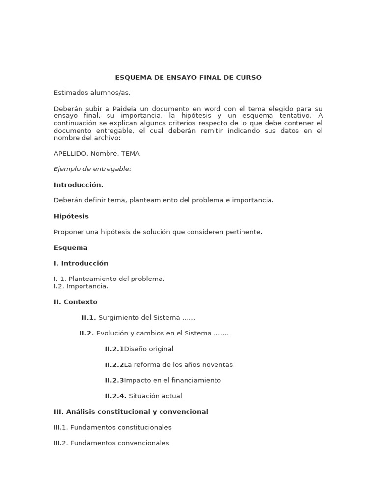 2025-1 Esquema de Ensayo Final | PDF