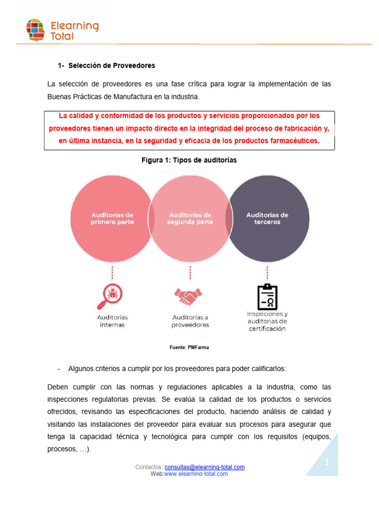 Selección y Auditoría de Proveedores GMP | PDF | Calidad (comercial ...