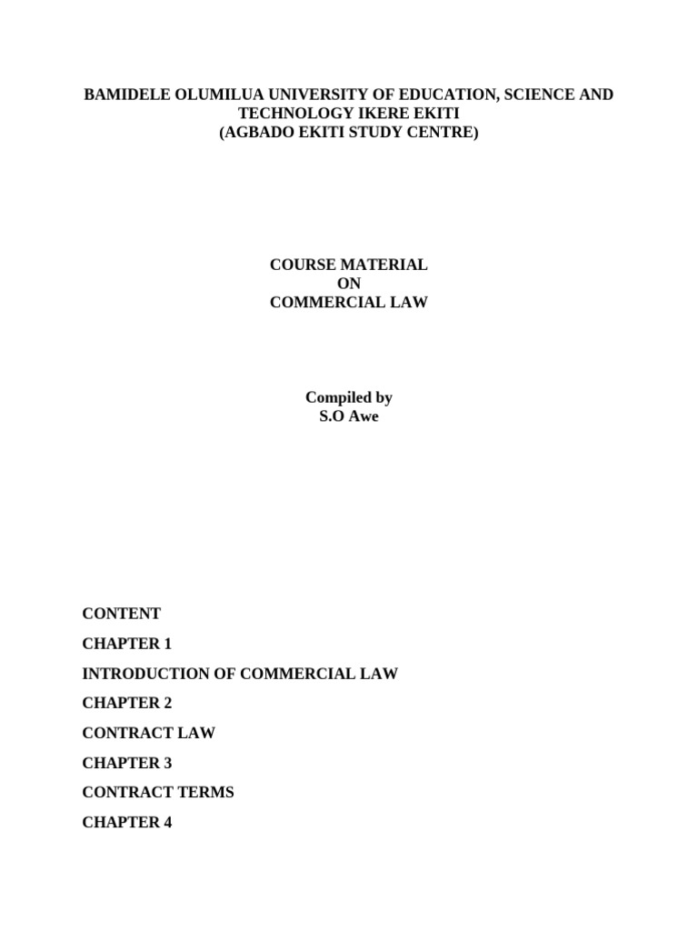 Commercial Law Completed | PDF | Breach Of Contract | Law Of Agency