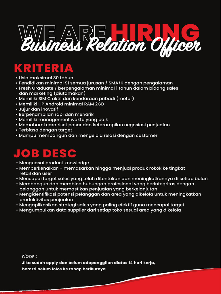 Lowongan Kerja: Business Relation & Merchandiser | PDF