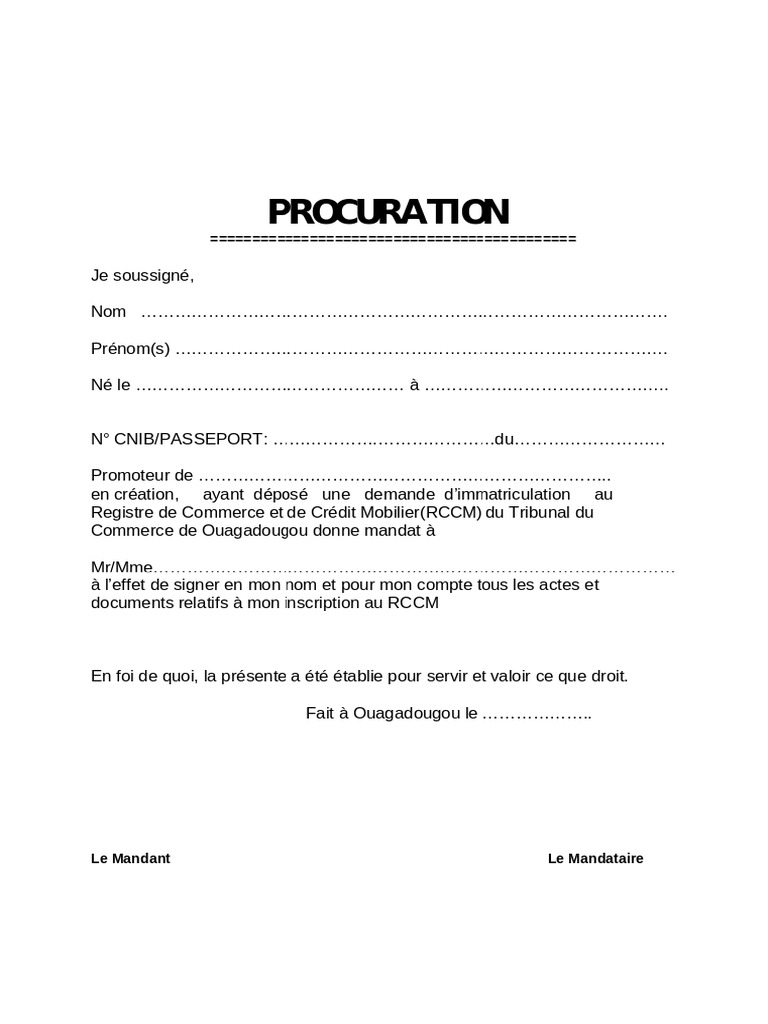 Formulaire Procuration | PDF