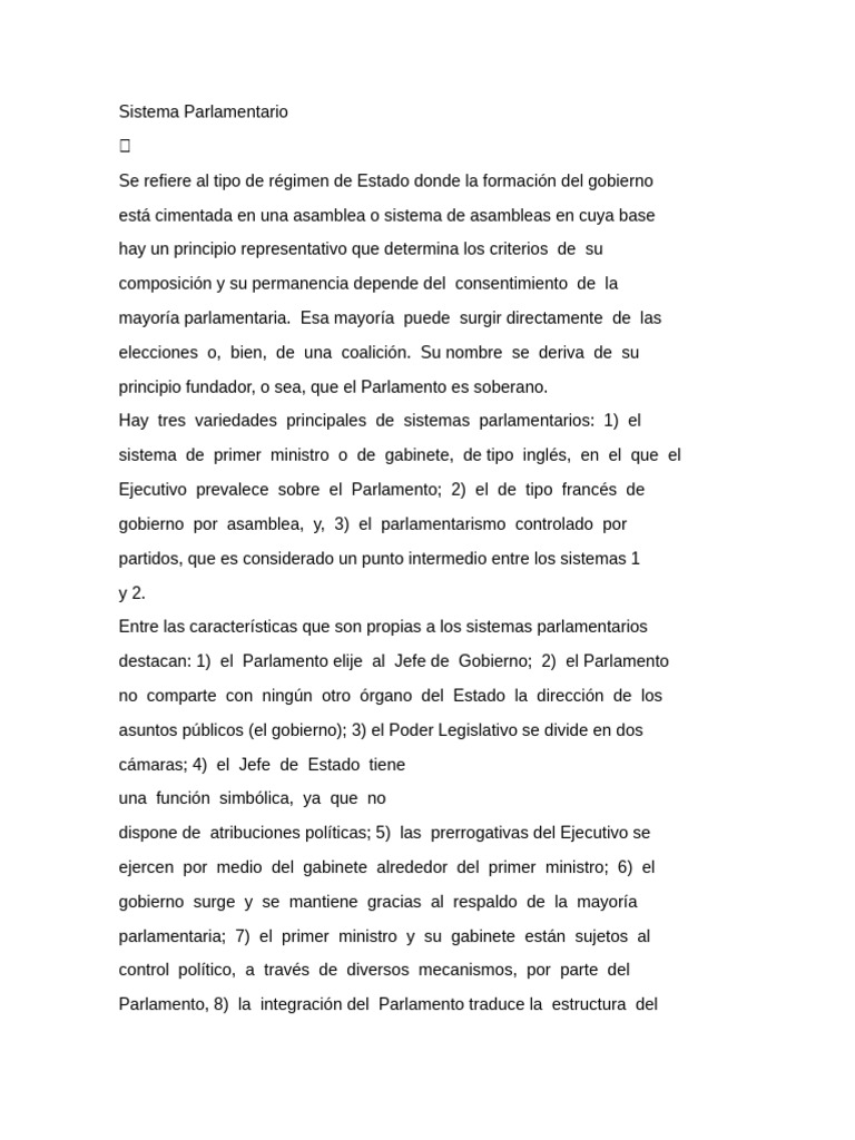 Sistema Parlamentario | PDF