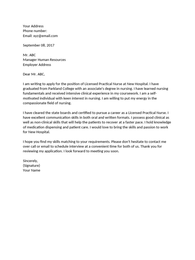 LPN Sample Cover Letter | PDF