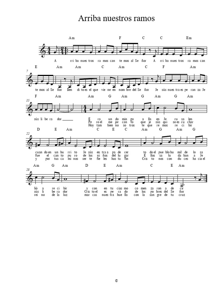 Arriba Nuestros Ramos: Canción Religiosa | PDF