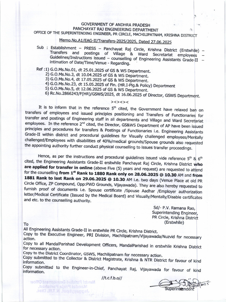 EAG Counseling Date and Time For Transfers 27.6.25 | PDF