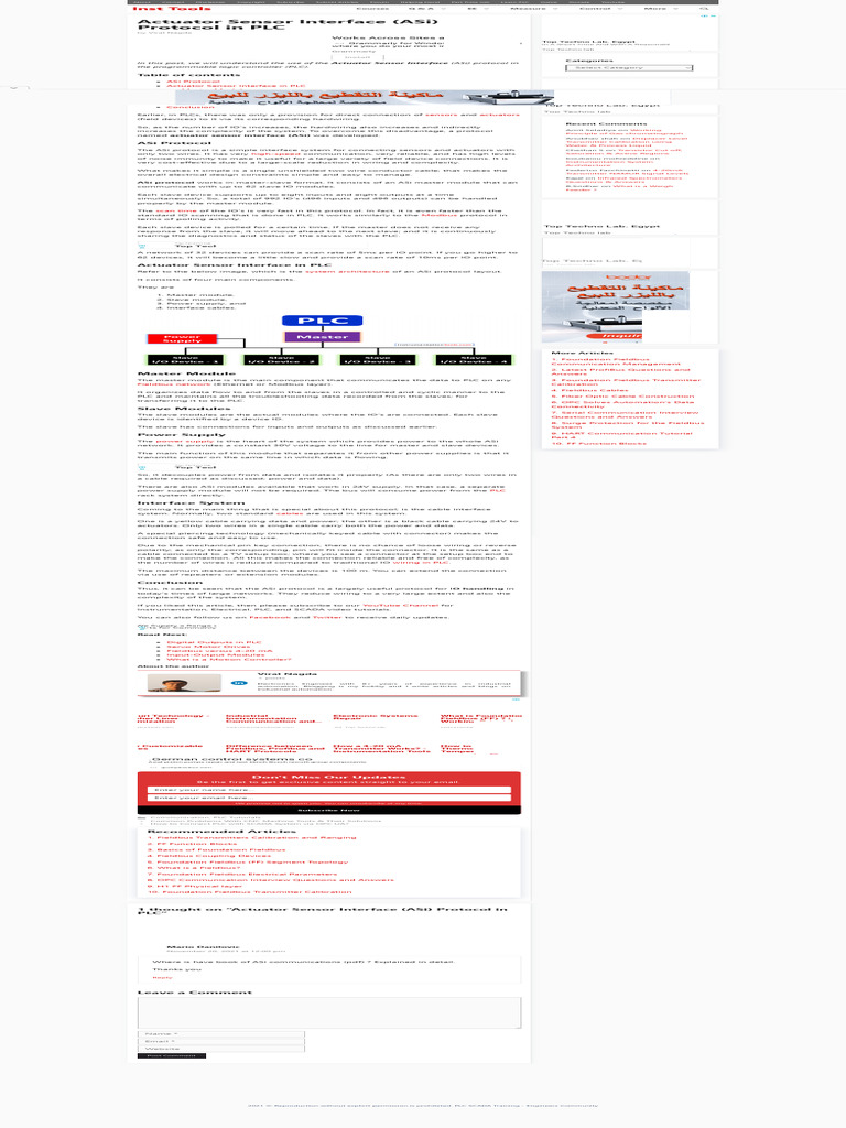 Actuator Sensor Interface (ASi) Protocol in PLC | PDF | Programmable Logic Controller | Power Supply