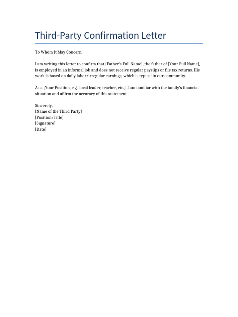 Third Party Confirmation | PDF
