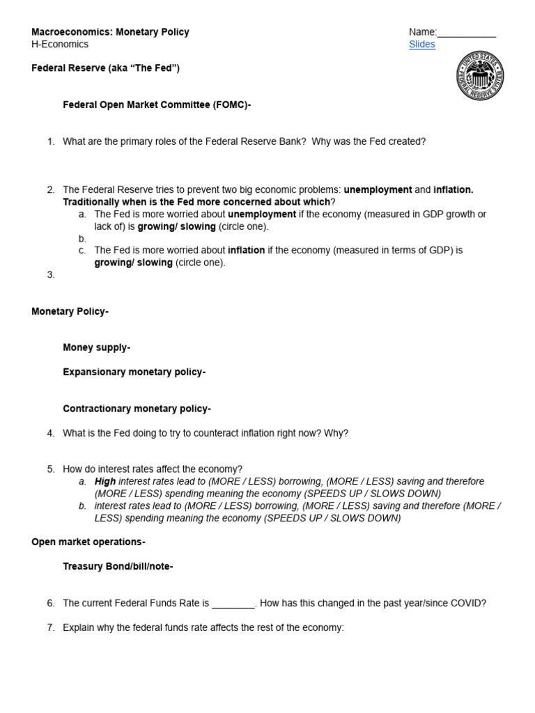 Macroeconomics Part 5 (Monetary Policy) | PDF | Federal Reserve ...