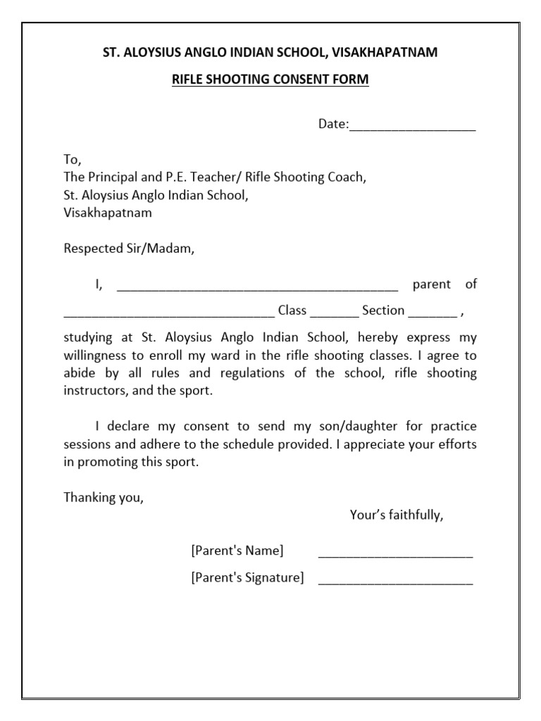 Rifle Shooting Consent Form | PDF