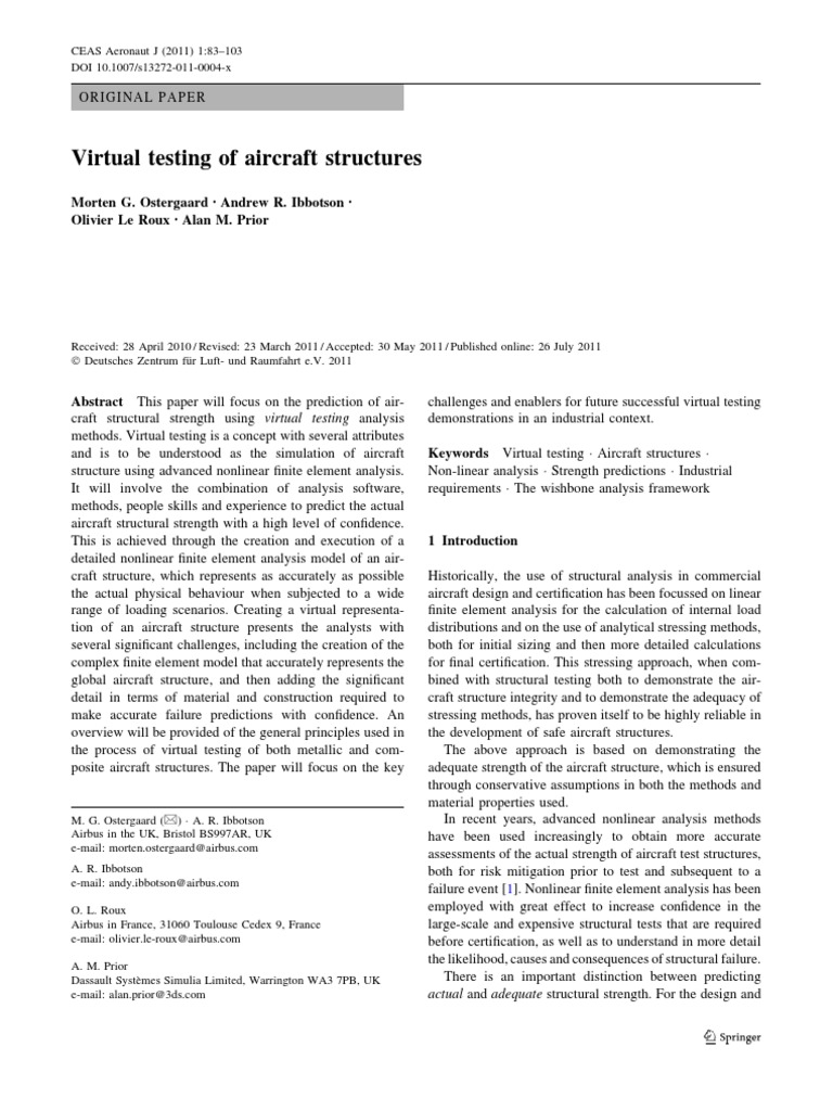 Virtual Testing for Aircraft Structures | PDF | Simulation | Composite ...