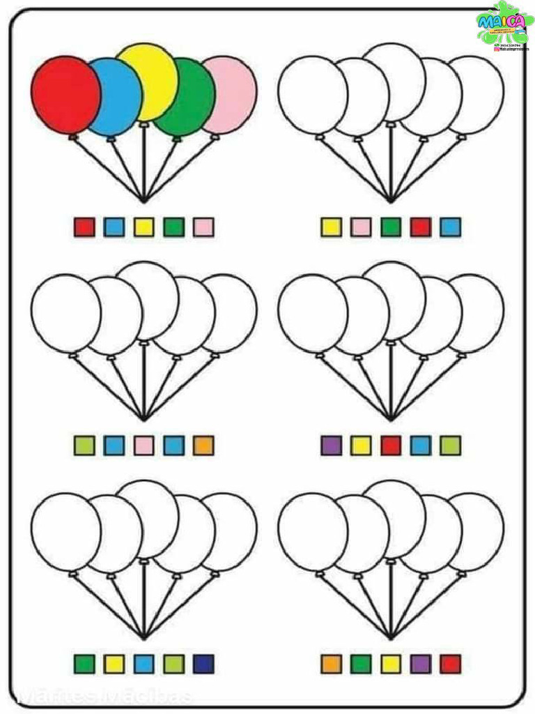 Globos Colores Carpeta Preescolar | PDF