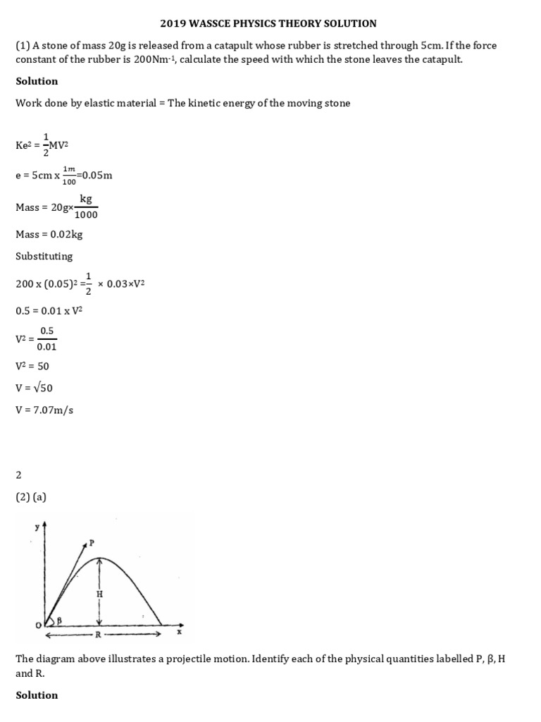 2019 Wassce Physics Theory Solution | PDF | Emission Spectrum ...