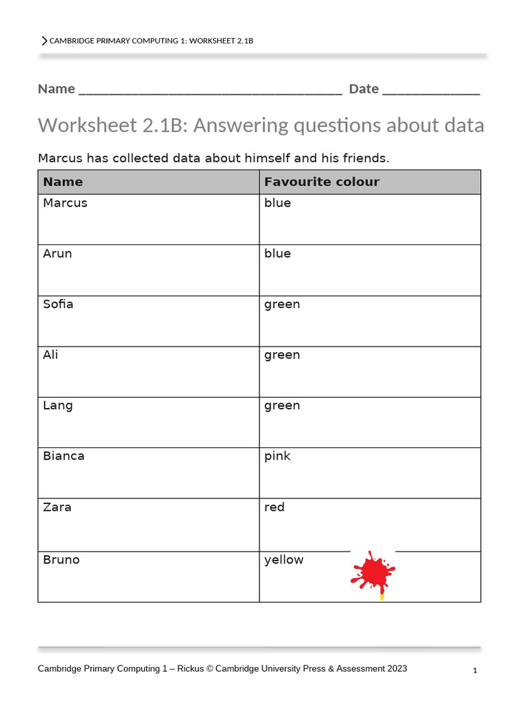 Prim Comp tr1 Worksheet 2.1b | PDF